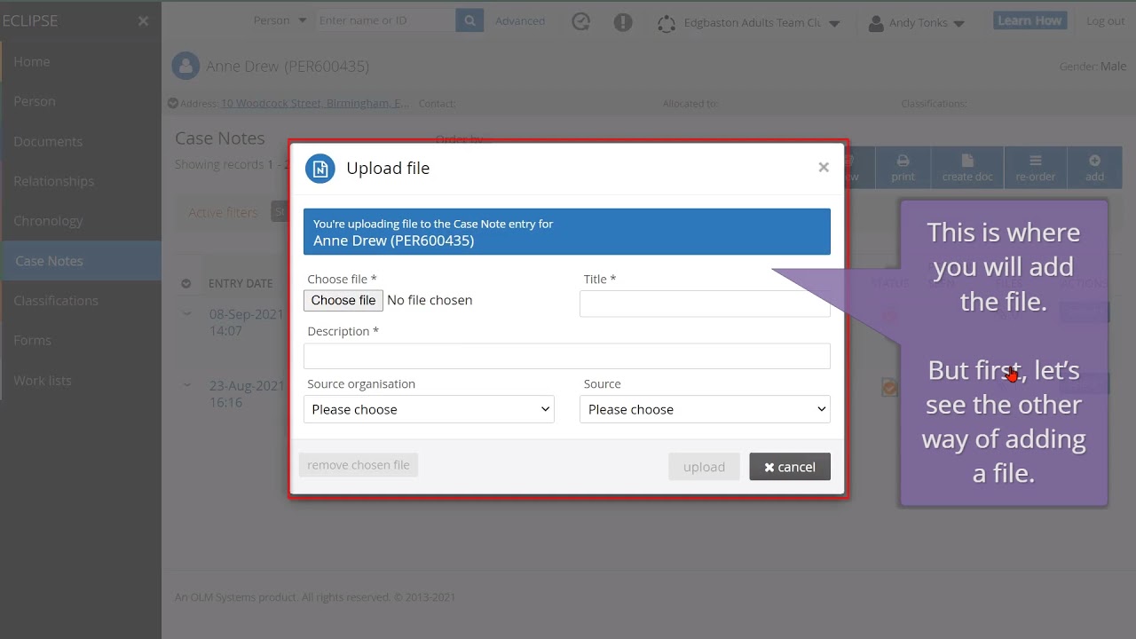 Add attachment to case note