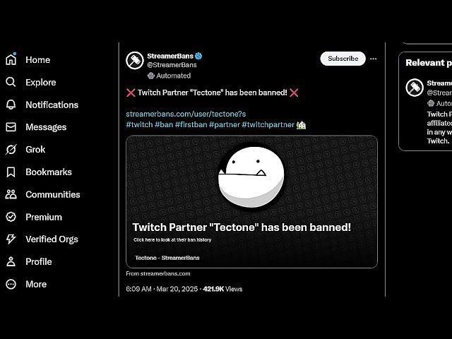 Tectone addresses Twitch ban and claims that the reason is "more" than ...