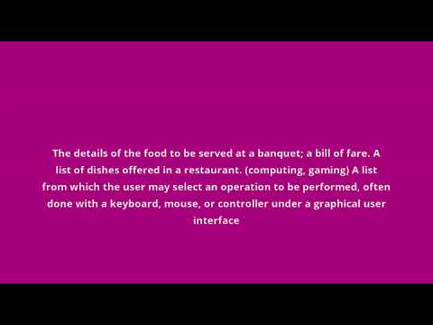 what is the meaning of menu