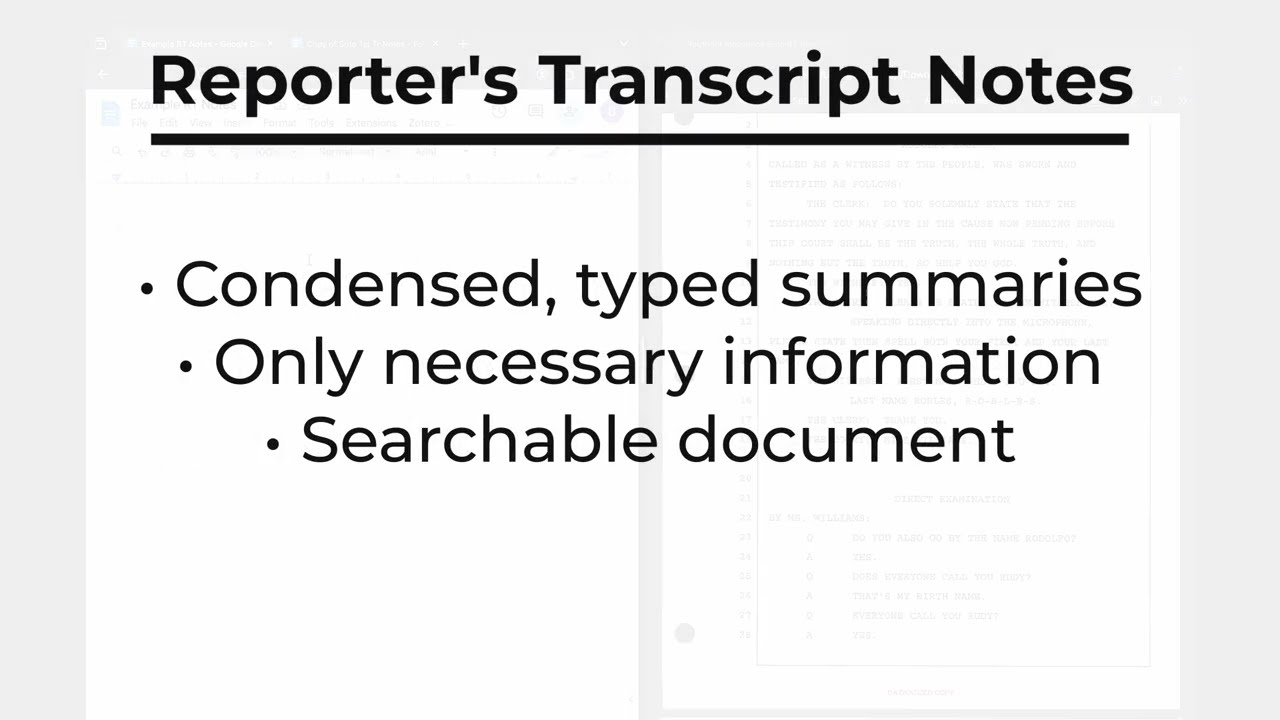 Reporter's Transcripts (RT) Notes - The Basics