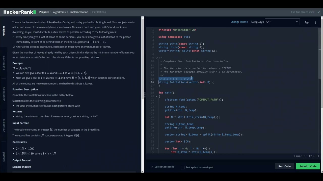HackerRank : Fair Rations