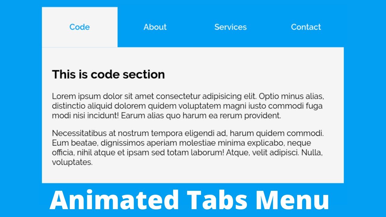 How to Create Animated Tabs Menu using HTML, CSS & JavaScript