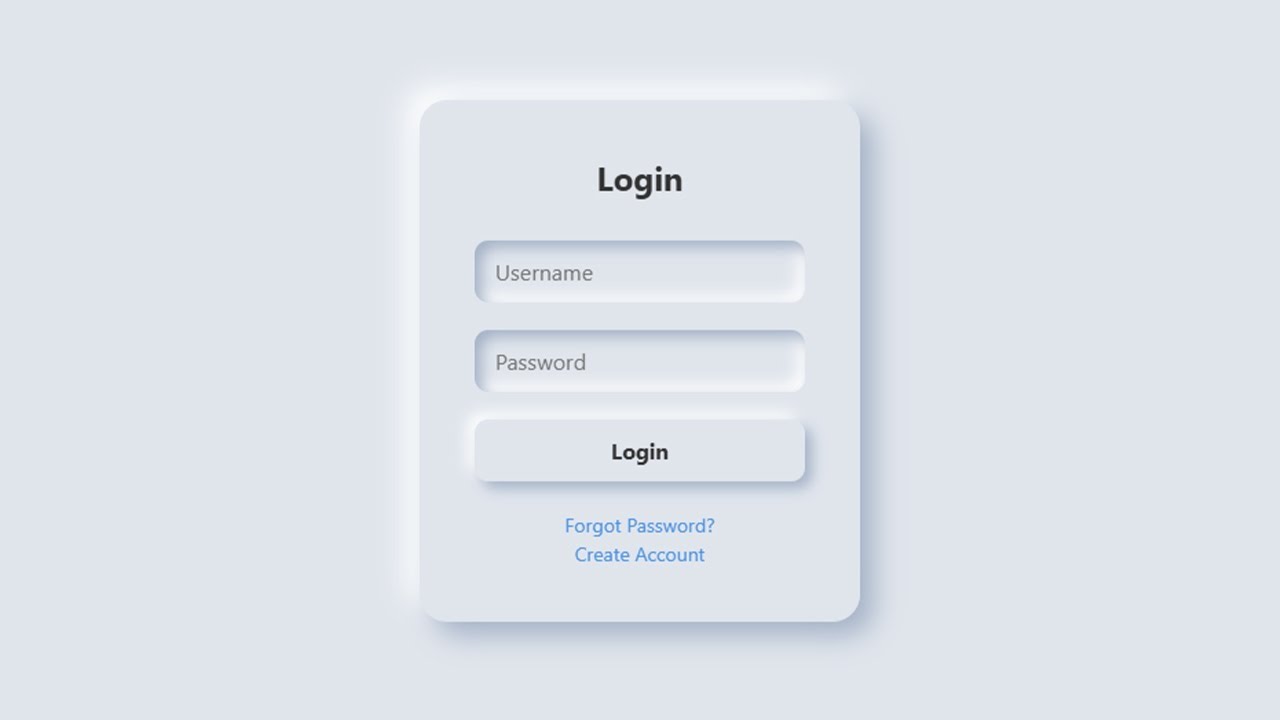 Neumorphic Login Form using HTML CSS