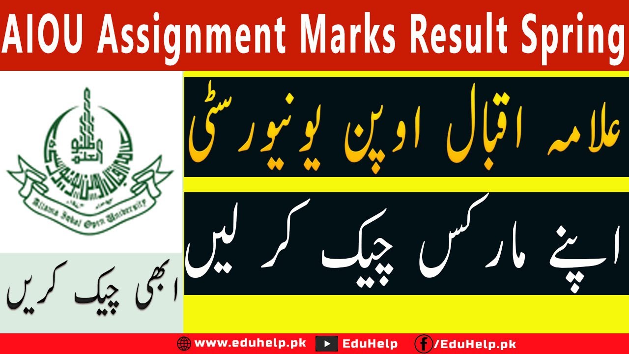 AIOU Assignment Marks Result Spring 2021