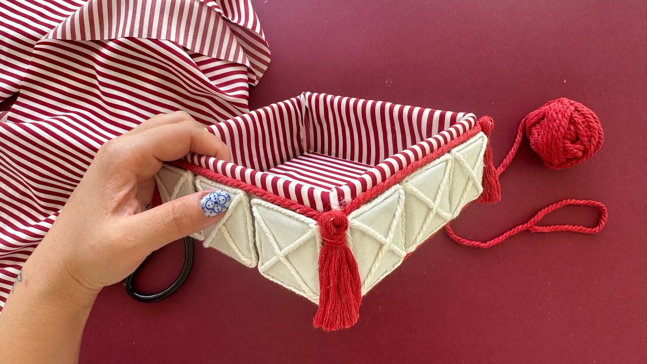 DIY Decorative Red & White Gift Box | Made with Cardboard & Fabric🤍❤️