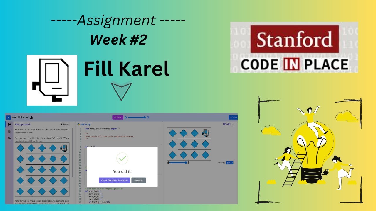 Fill Karel | Week # 2 | CodeInPlace | Stanford University | learnwithsabahat | 2025