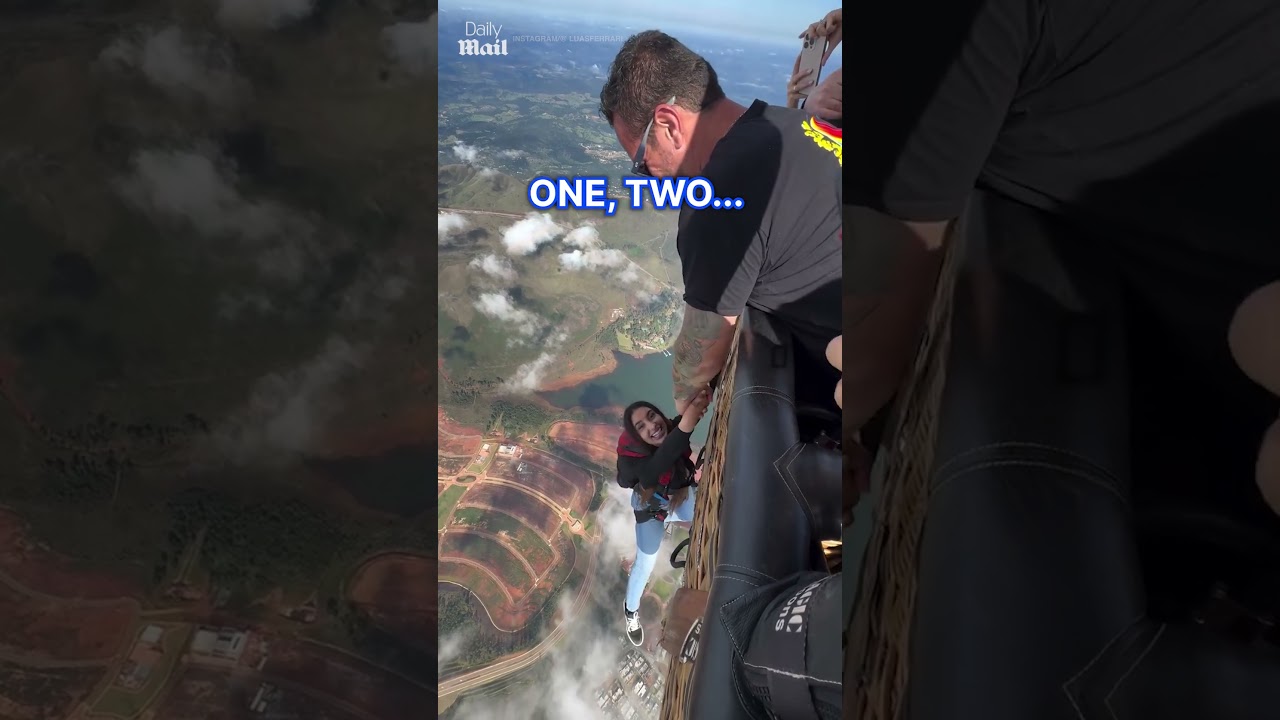 Woman has second thoughts going sky diving for the first time