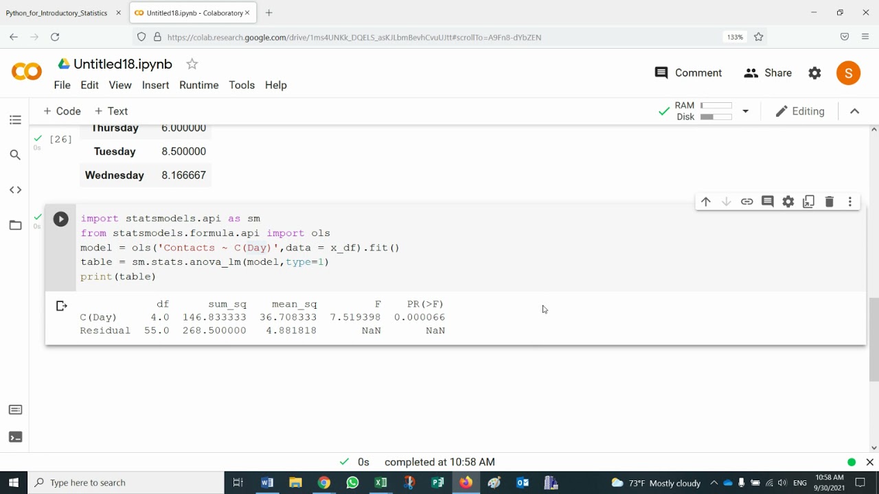 Python: ANOVA