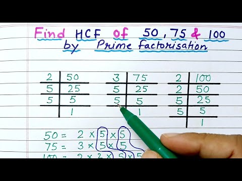 Find HCF of 50, 75 & 100 by Prime Factorisation Method | Highest Common Factor
