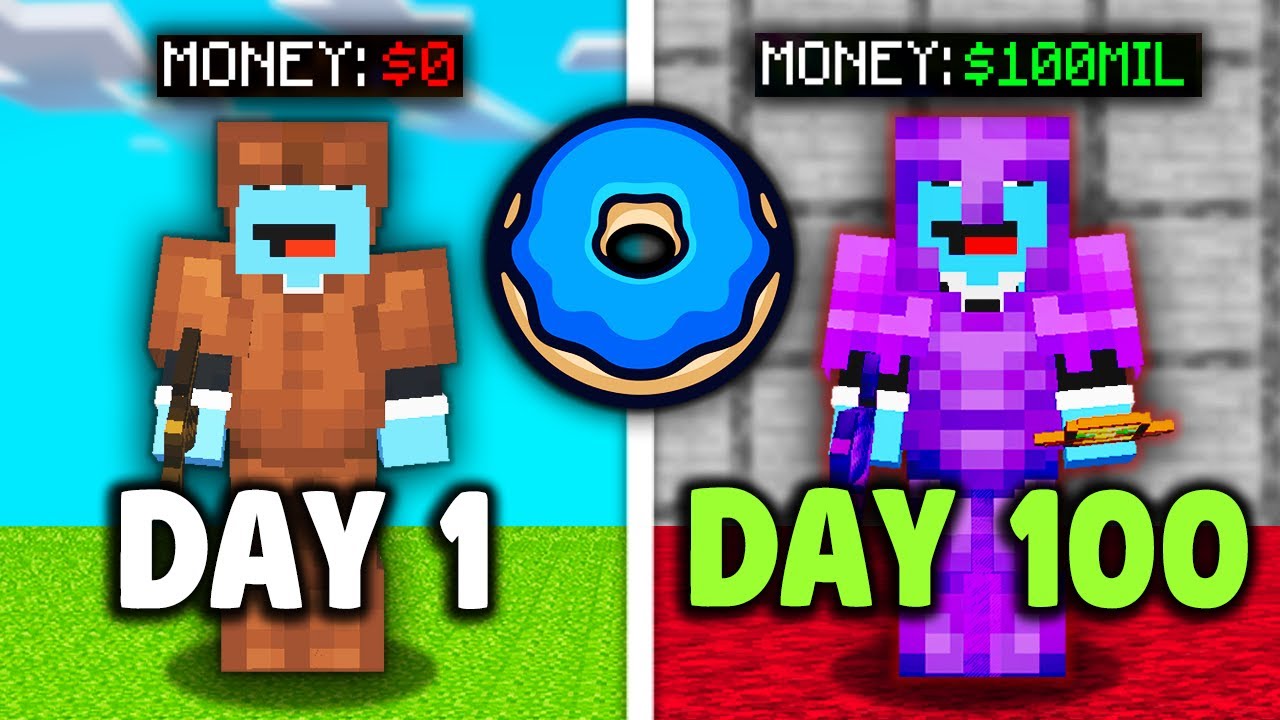 I Survived 100 Days on BEDROCK Donut SMP...How I got RICH!