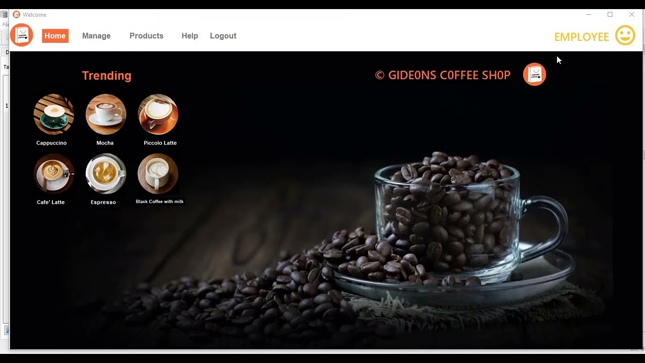 Source Code | Coffee Shop Management System using Python Tkinter | Café Management System