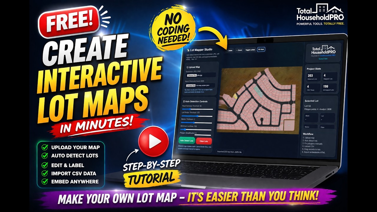Free Lot Map Creator Tool | Auto Detect + CSV + Embed AnywhereCreate interactive lot maps in minutes