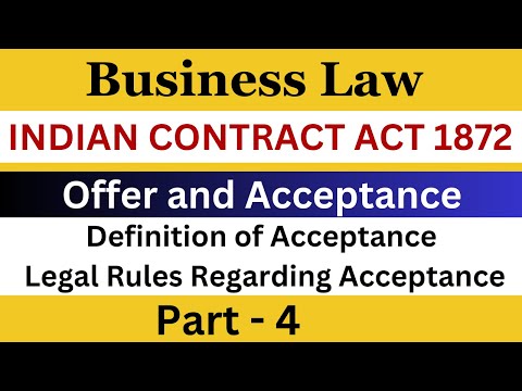 Acceptance – Meaning and Legal Rules Video Lecture - Crash Course for Judiciary Exams