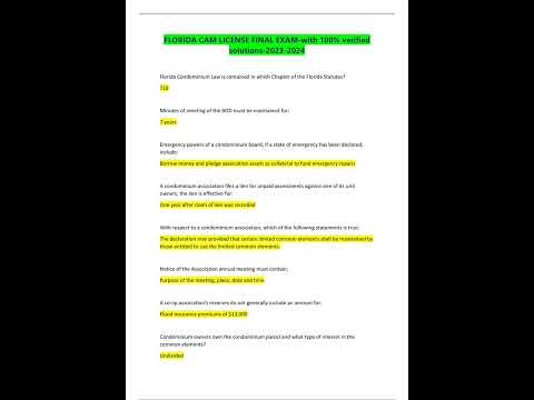 FLORIDA CAM LICENSE FINAL EXAM with 100% verified solutions