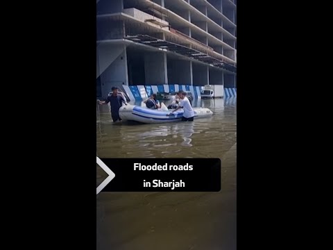 Flooded roads in UAE’s Sharjah days after record rains