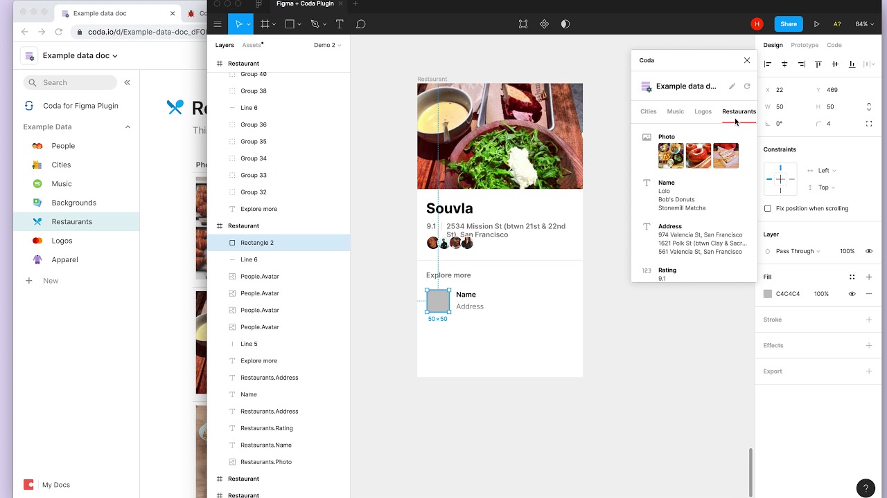 Coda for Figma Plugin Tutorial - Design with real data.
