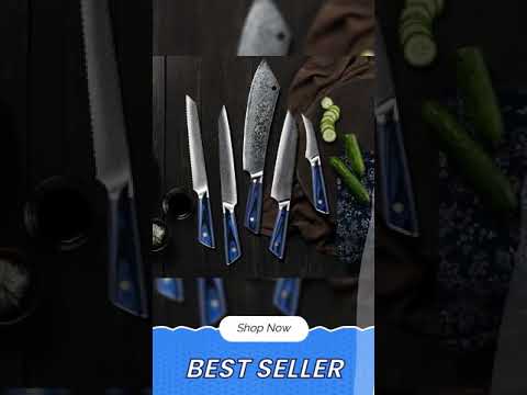Azure Japanese VG10 Damascus Chef Knife Set with G10 Handle and Sheath