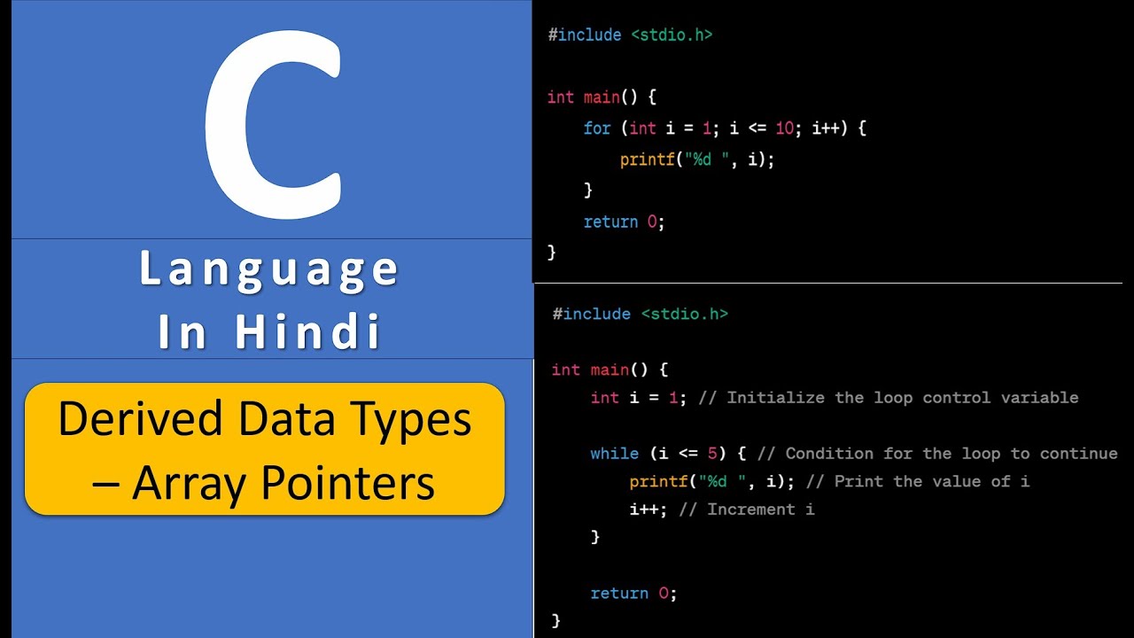 Derived DataTypes in C  Array Pointers  in Hindi