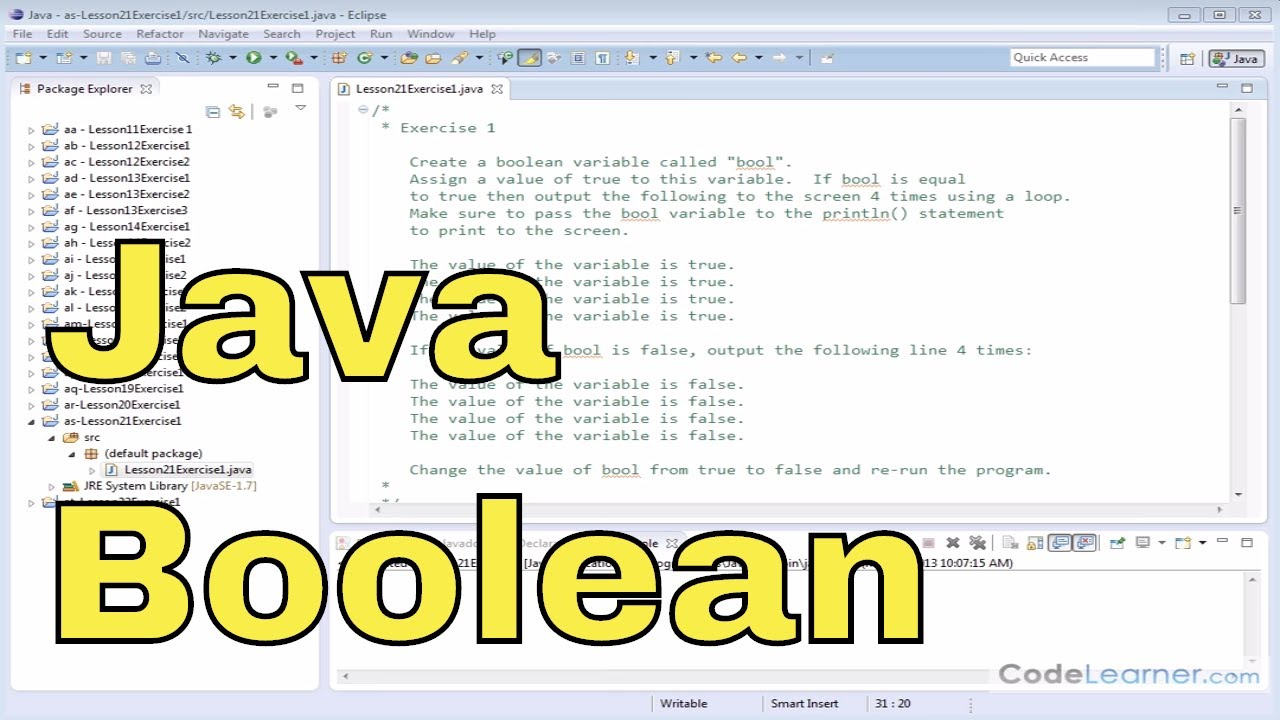 21x - Learn Java Boolean Data Type - Example1