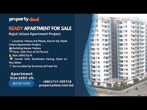 🏡 1650 Sft | 3-Bed Apartment for Sale | Uttara 3rd Phase | Rajuk Uttara Apartment Project