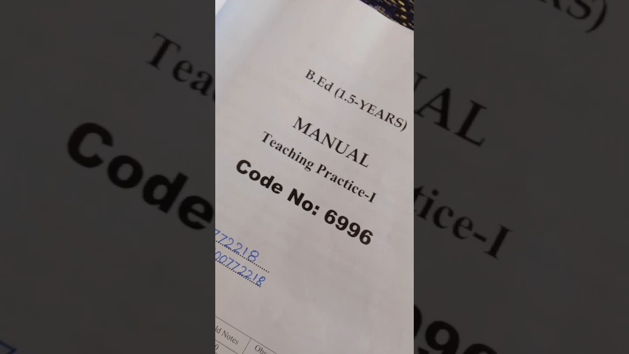 B. Ed (1.5 years) | AIOU | Manual 6996/8607 |Teaching Practice 1 | #fieldnotes #aiou #6996 #8607