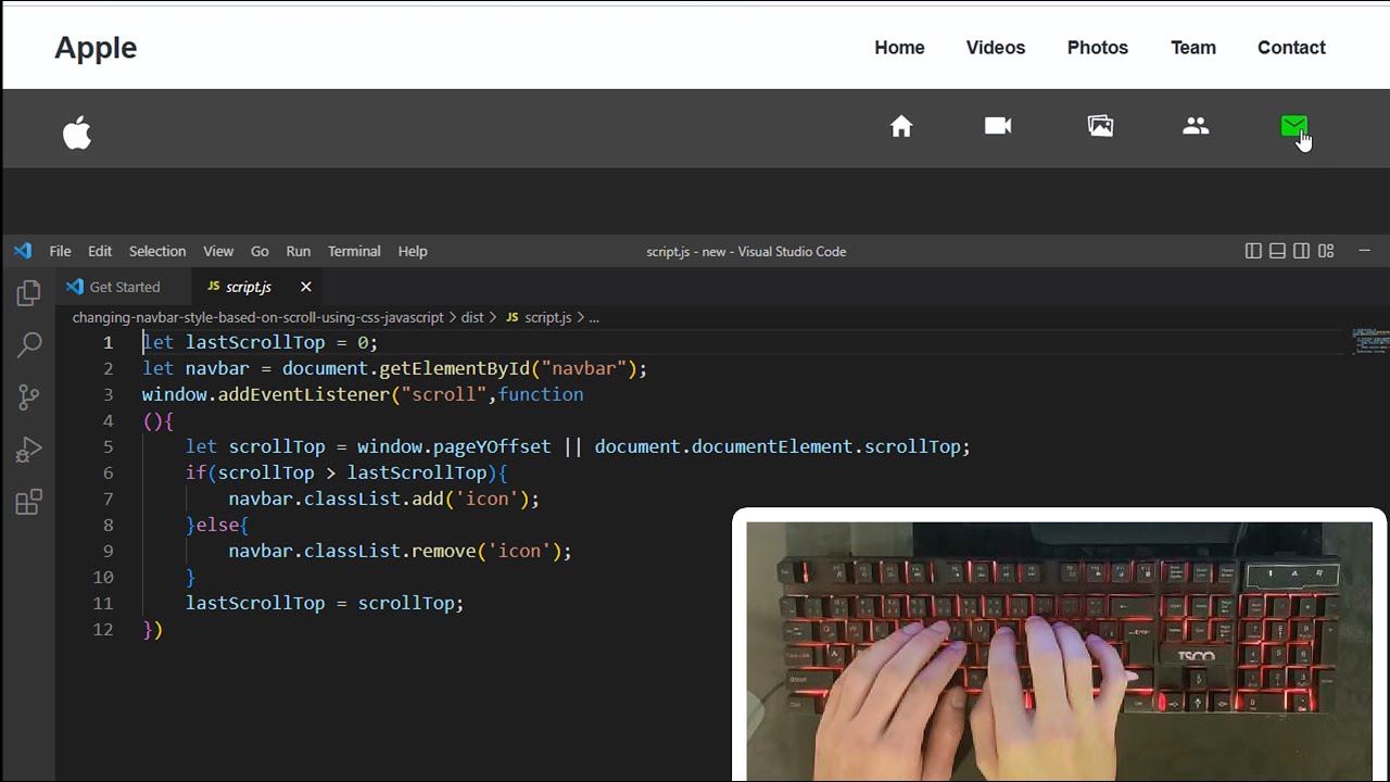 ASMR Programming - Changing Navbar Style Based On Scroll using HTML CSS and JavaScript - No Talking