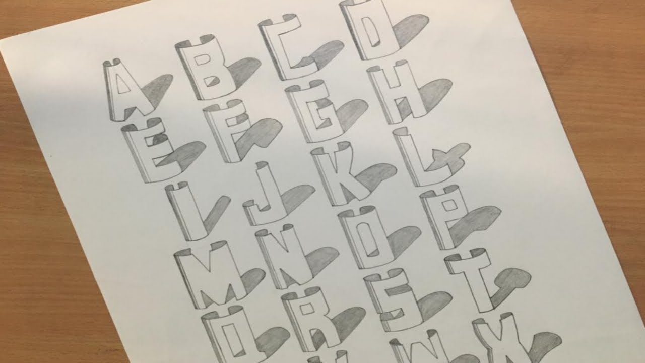 How To Draw 3D Alphabet Letters With Shadow | Alphabet A to Z | Step By Step | Easy Drawing