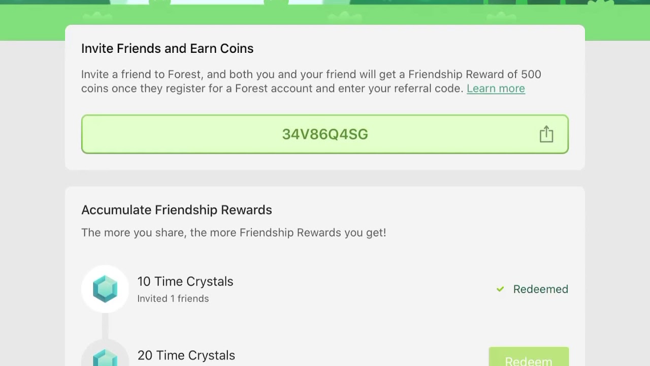 Enter this code on forest for free time crystals❣️🌳