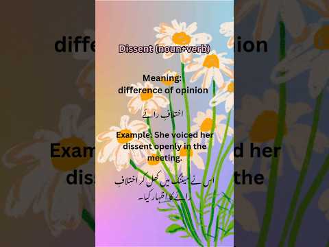 dissent Urdu,Hindi,English meaning,example and pronunciation #english #vocabulary#ytshorts