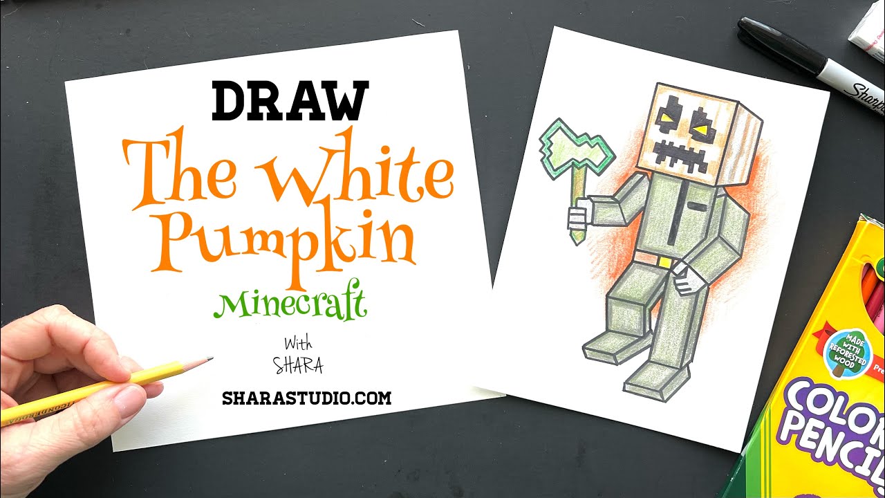How to draw the White Pumpkin from Minecraft