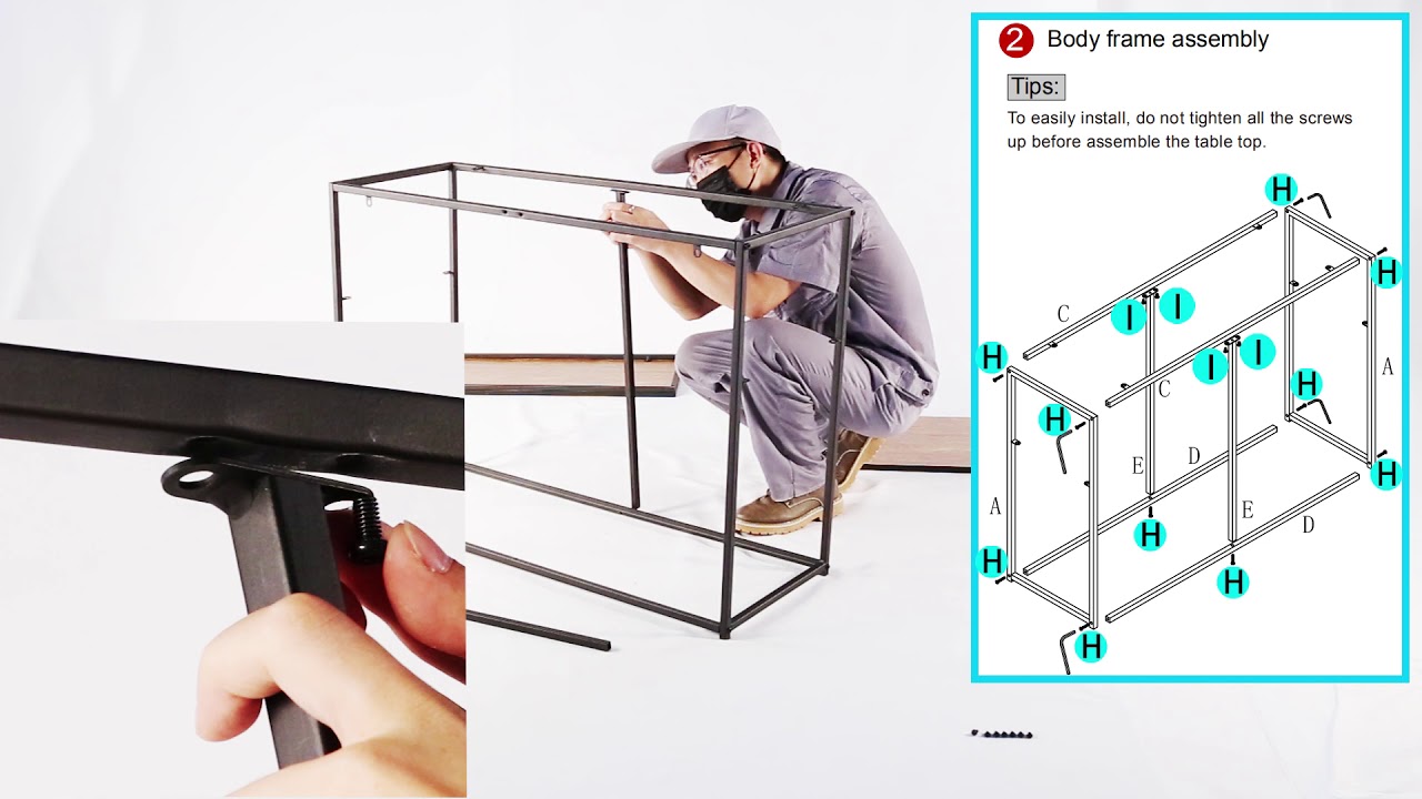 Assembly of VECELO 2-Tier Console Table Bookshelf