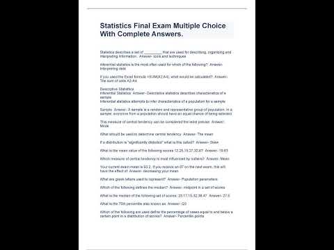 Statistics Final Exam Multiple Choice With Complete Answers pdf