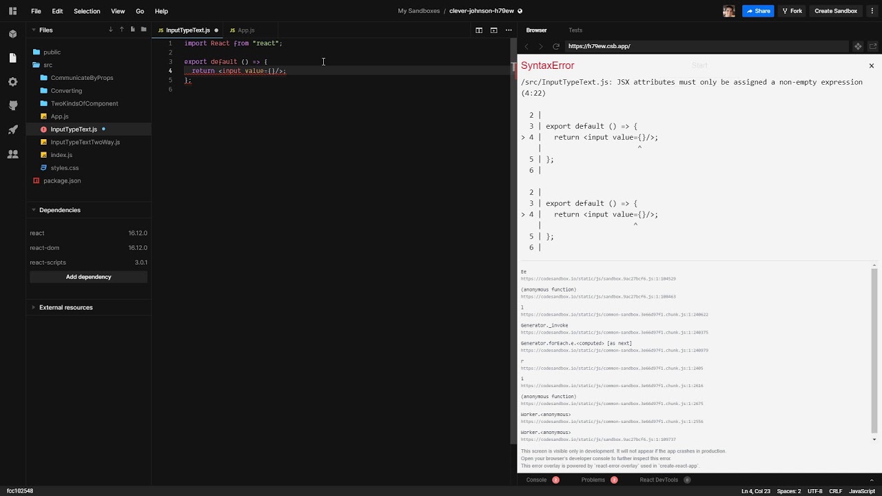 [React] Create input type text with two-way data binding