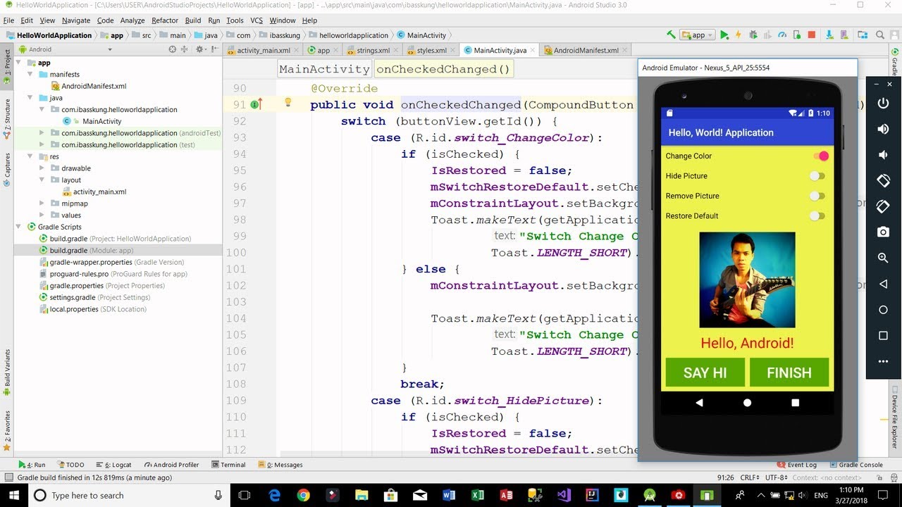 Android - SwitchCompat Example Part 2/2 (JAVA)