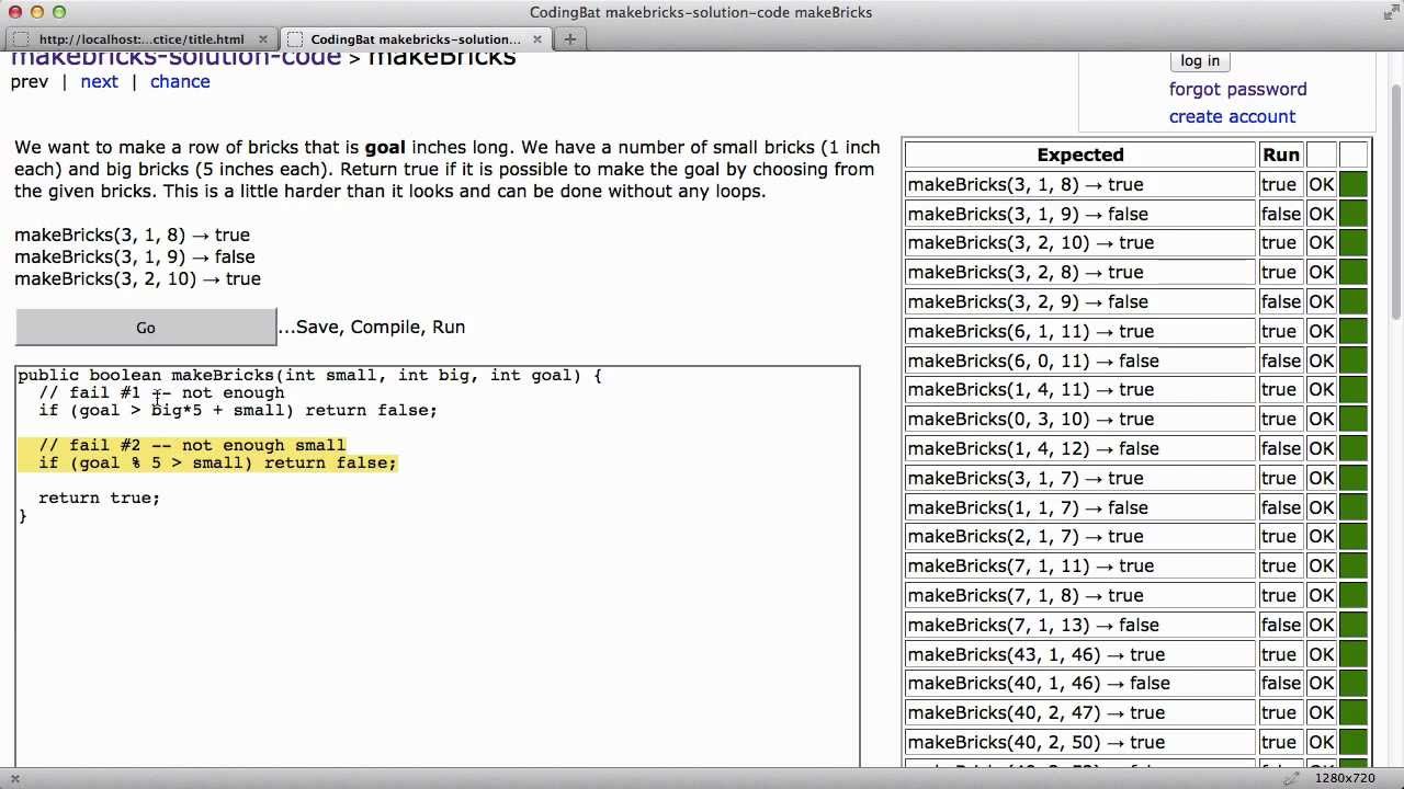 CodingBat #7 - MakeBricks Solution Code