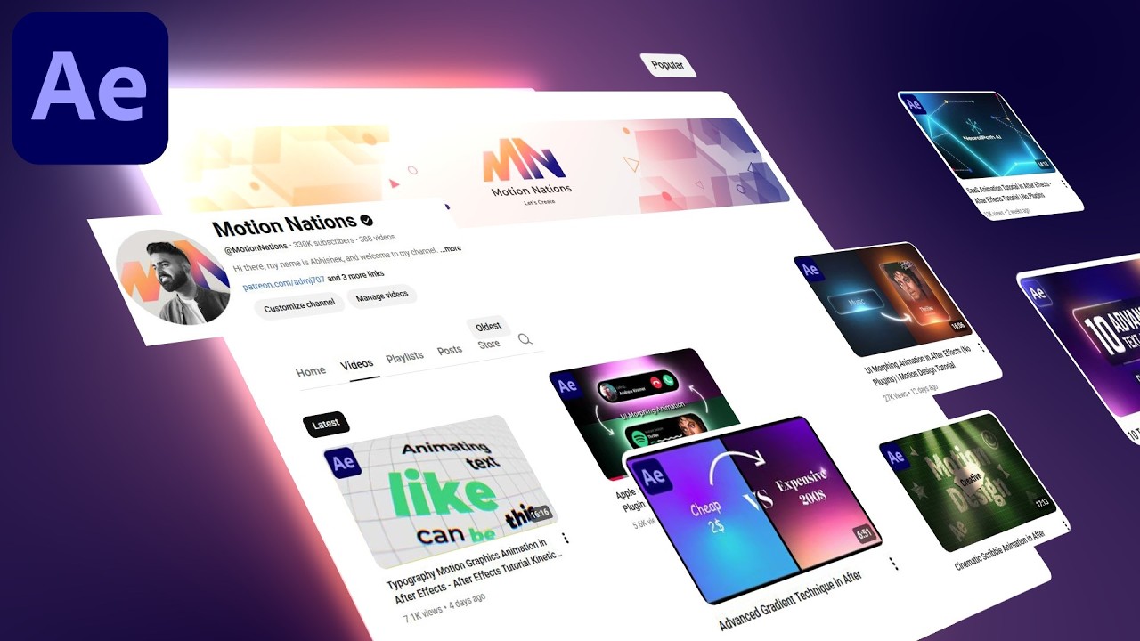 3D Floating UI Animation in After Effects - After Effects Tutorial | No Plugins