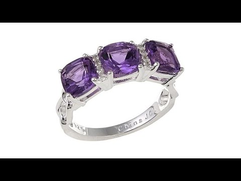 Sevilla Silver 1.84ctw Amethyst and White Topaz 3Stone R...