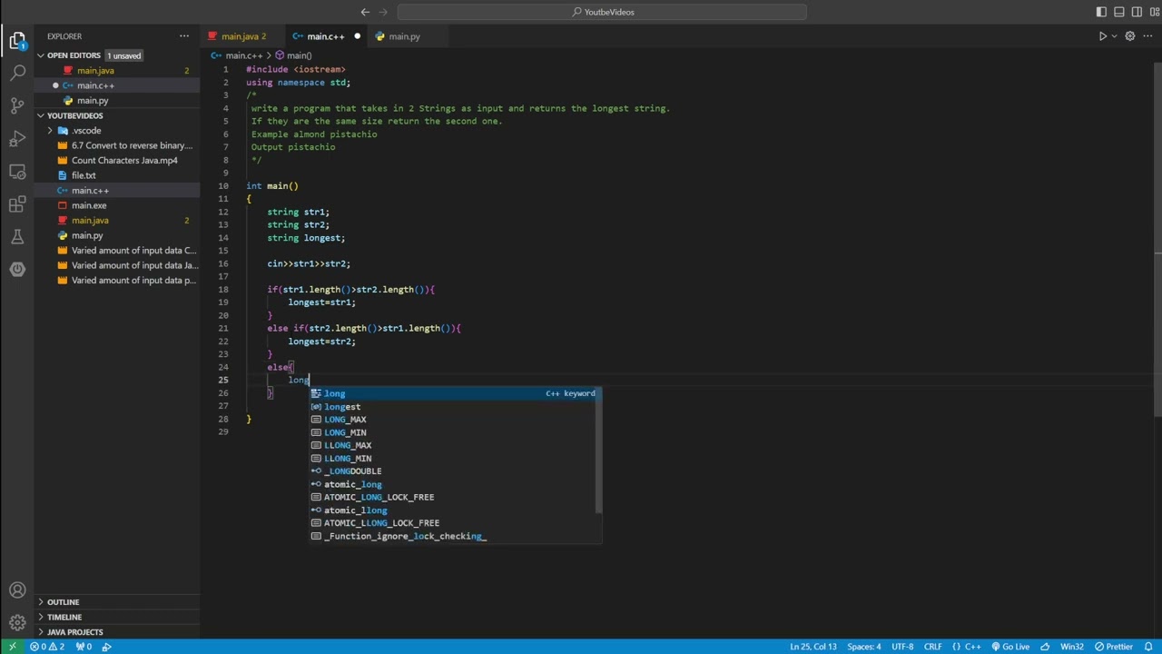 Longest String C++ How To / Tutorial