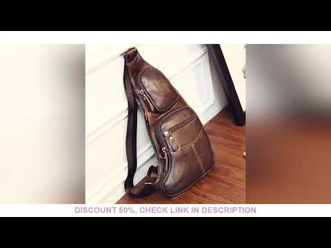High Quality Men Genuine Leather Sling Cross Body Backpack Rucksack Multi-Pockets Casual Male Real C
