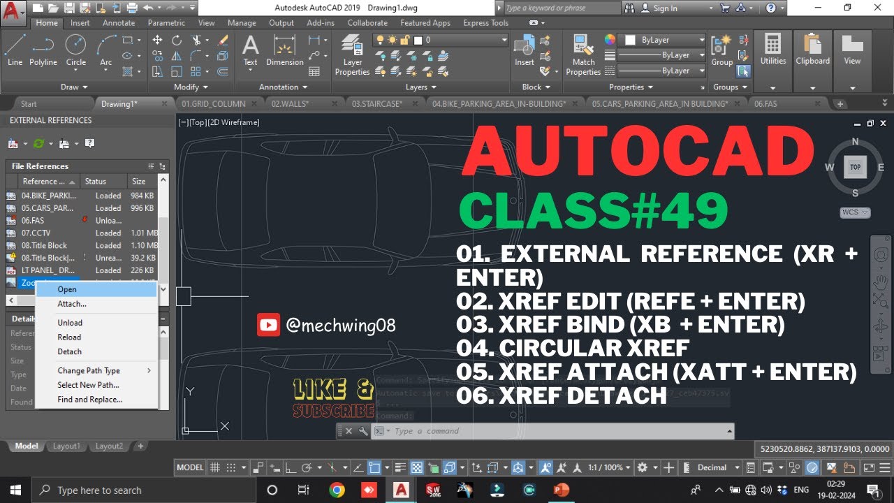 External Reference In AutoCAD | X Ref Bind | X-Ref Edit | Circular X Ref | AutoCAD Class 49