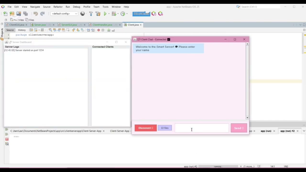 Java Client Server Chat Application with GUI | Multi-Client | File Sharing | Semester Project Demo