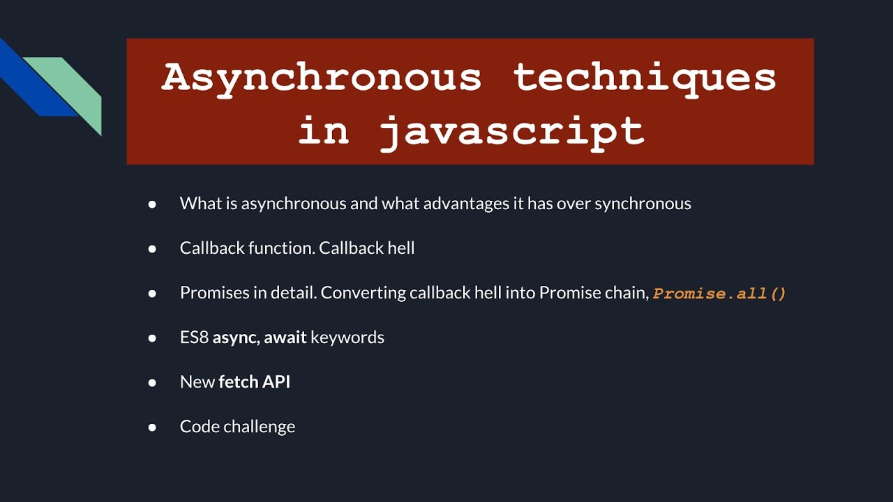 Asynchronous techniques in Javascript | asynchronous javascript Part 1