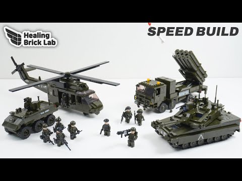 Military Brick Sets of Army, Tank, Helicopter, Missile Speed Build