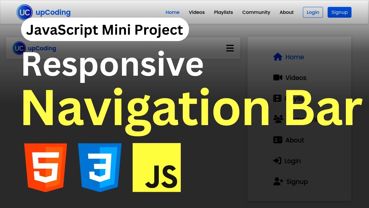 Custom Navigation Bar In HTML CSS & JavaScript | No Talking