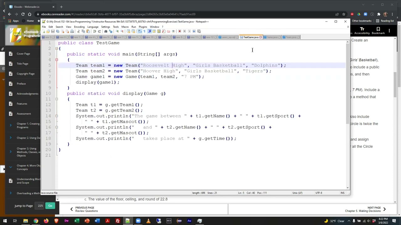 Java Programming 1 - Chapter 4 Exercise 5 Solution Overview - Spring 2022