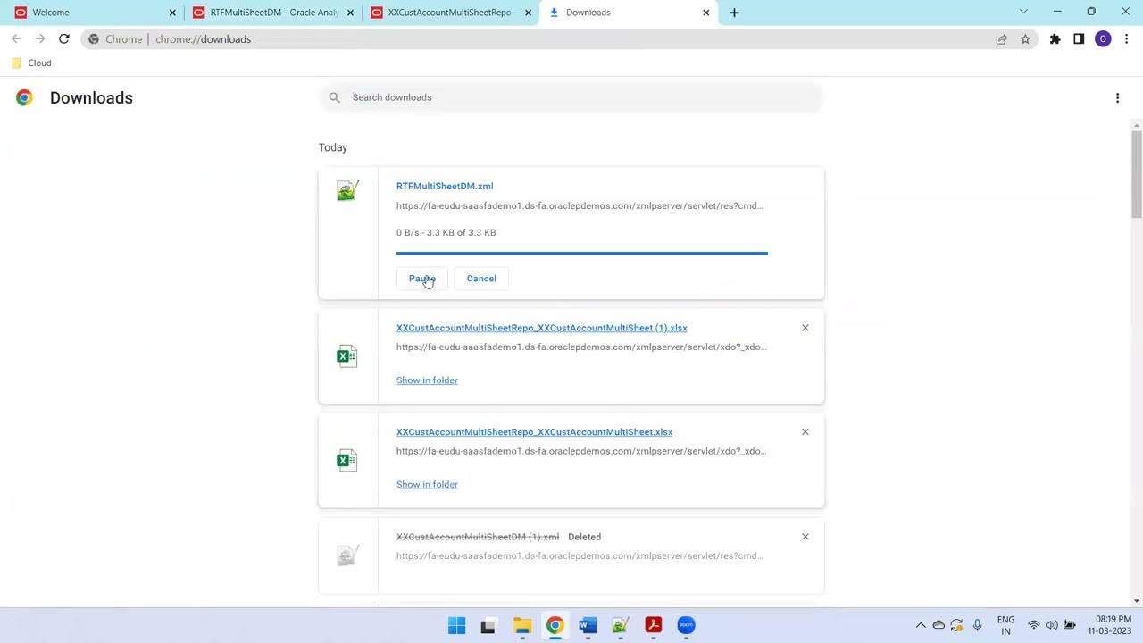 Oracle Fusion BI Publisher - RTF - Generate Multisheet Report