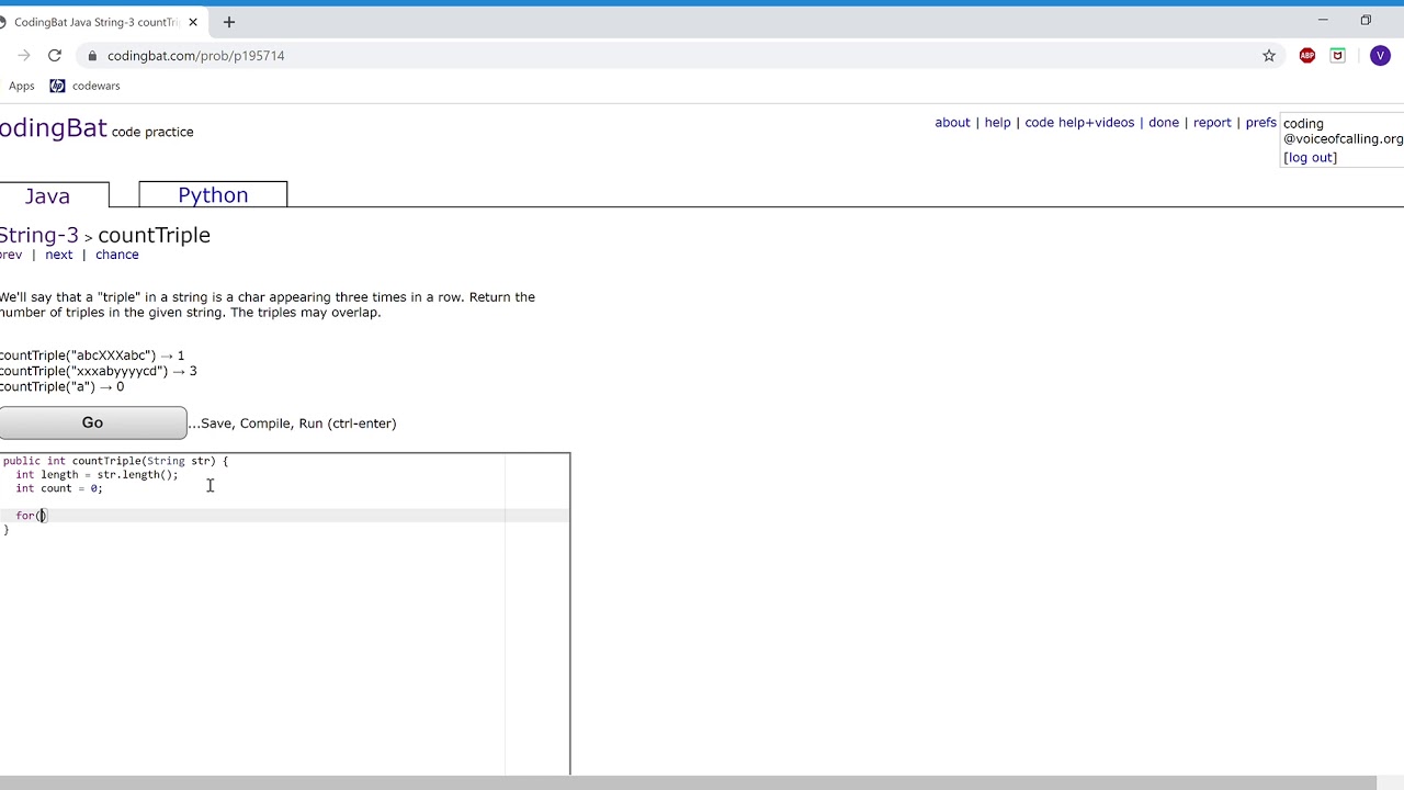 String 3 (countTriple) Java Tutorial || codingbat.com