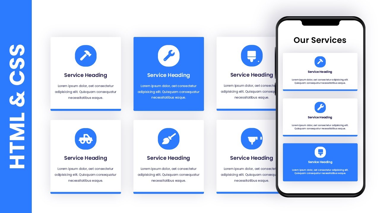 Responsive Our Services Section Using HTML & CSS | With Source Code