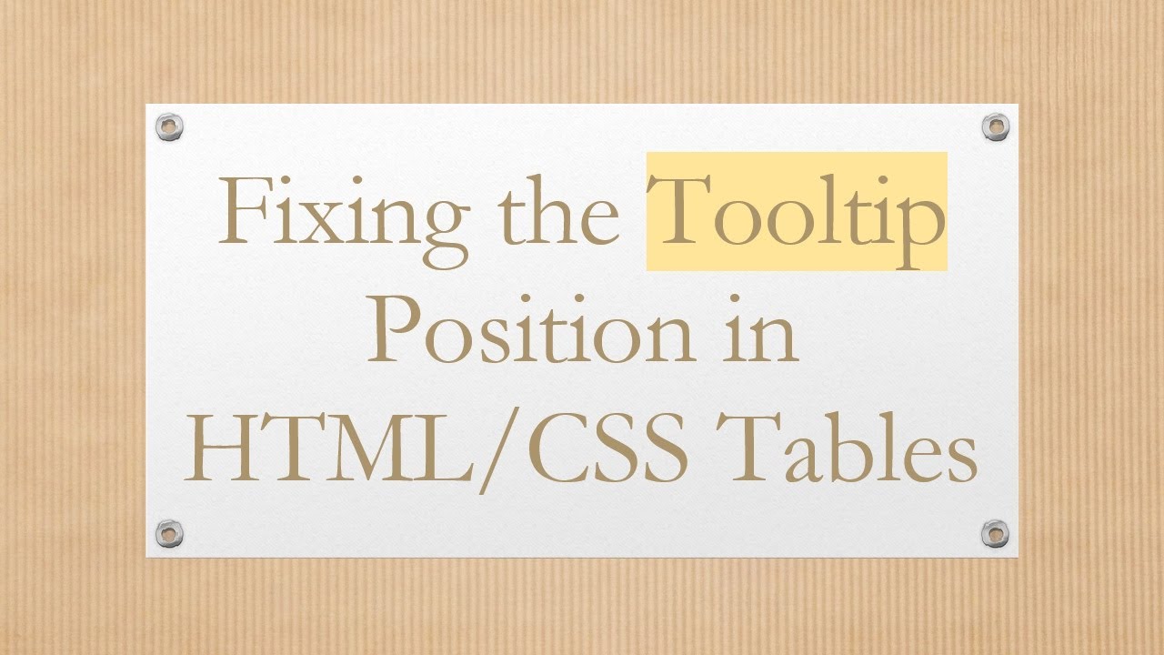 Fixing the Tooltip Position in HTML/CSS Tables