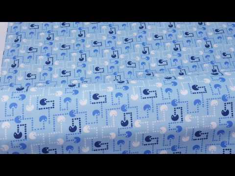 light blue video game fabric by Copenhagen Print Factory